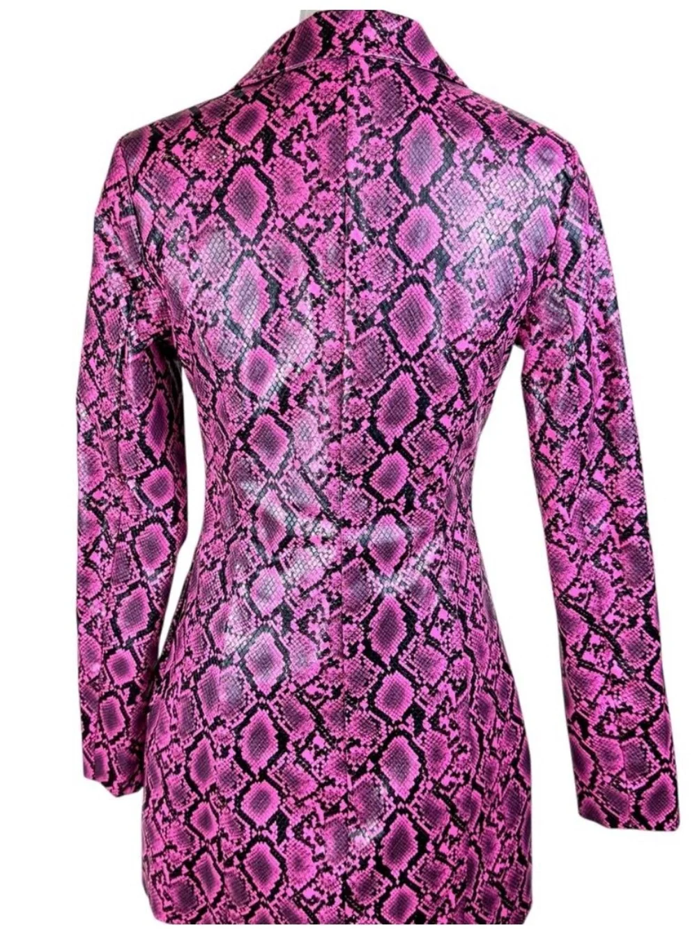 superdown | Jackets & Coats | Pink Snake Print Long Blazer Dress | Poshmark